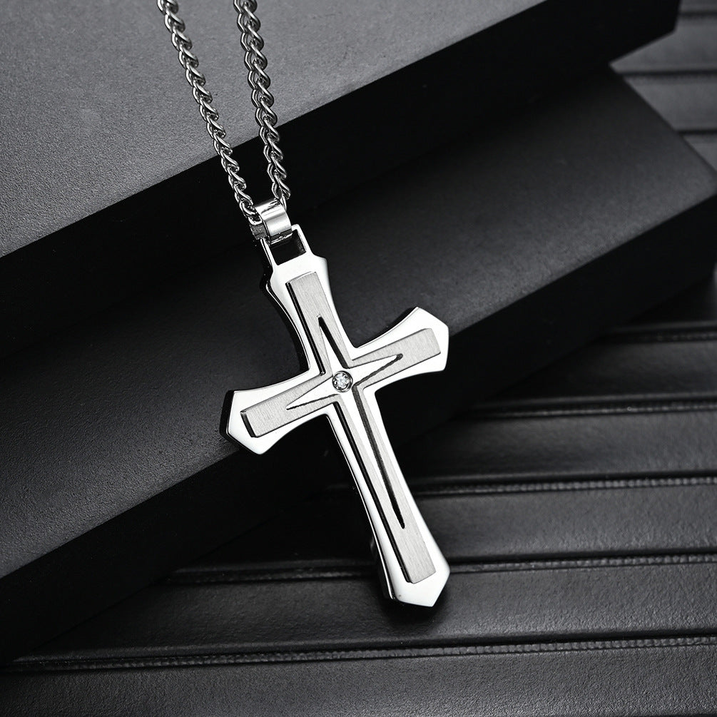 Stainless Steel Two-Color Cross Pendant – Vianys
